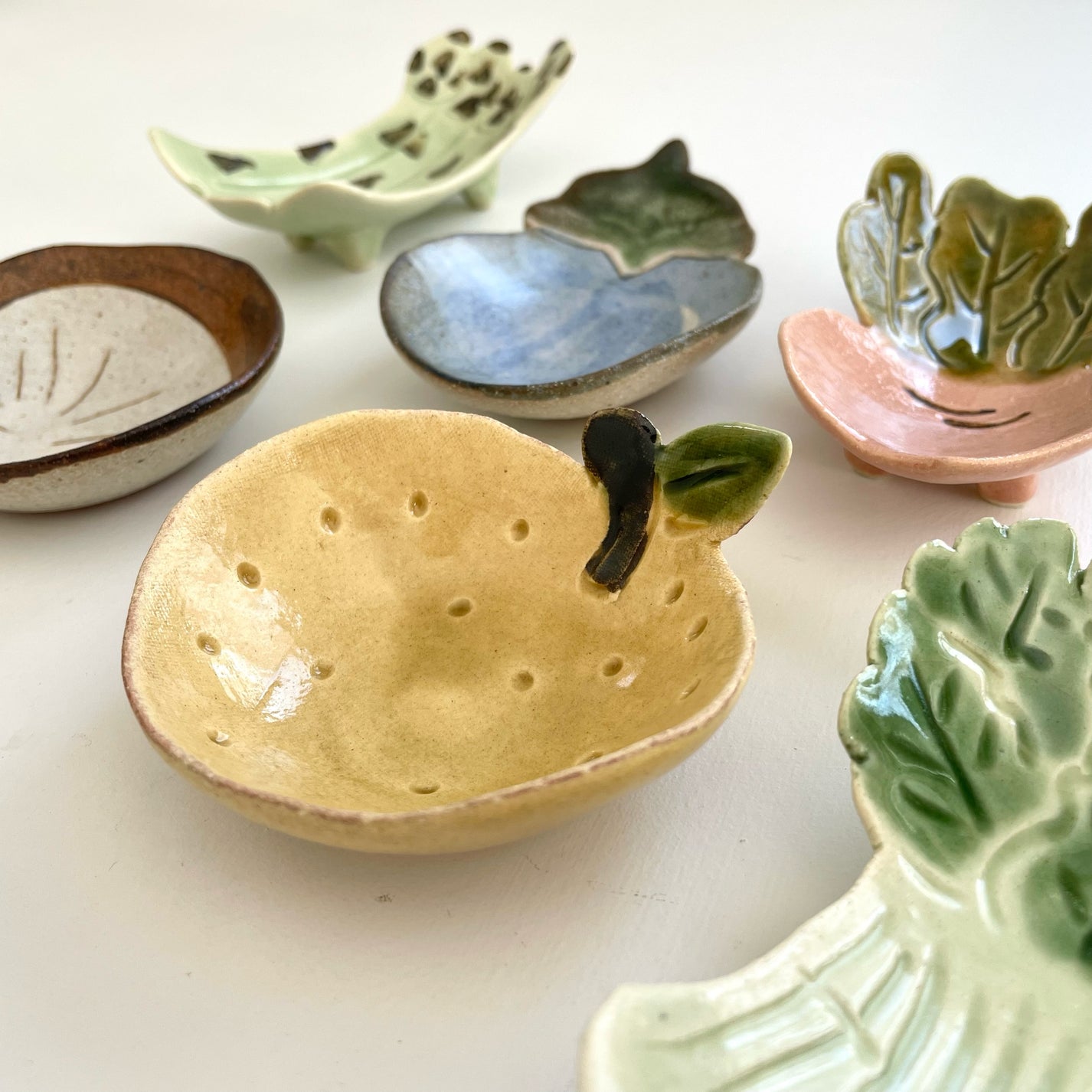 Handmade ceramic mini vegetable and fruit dishes