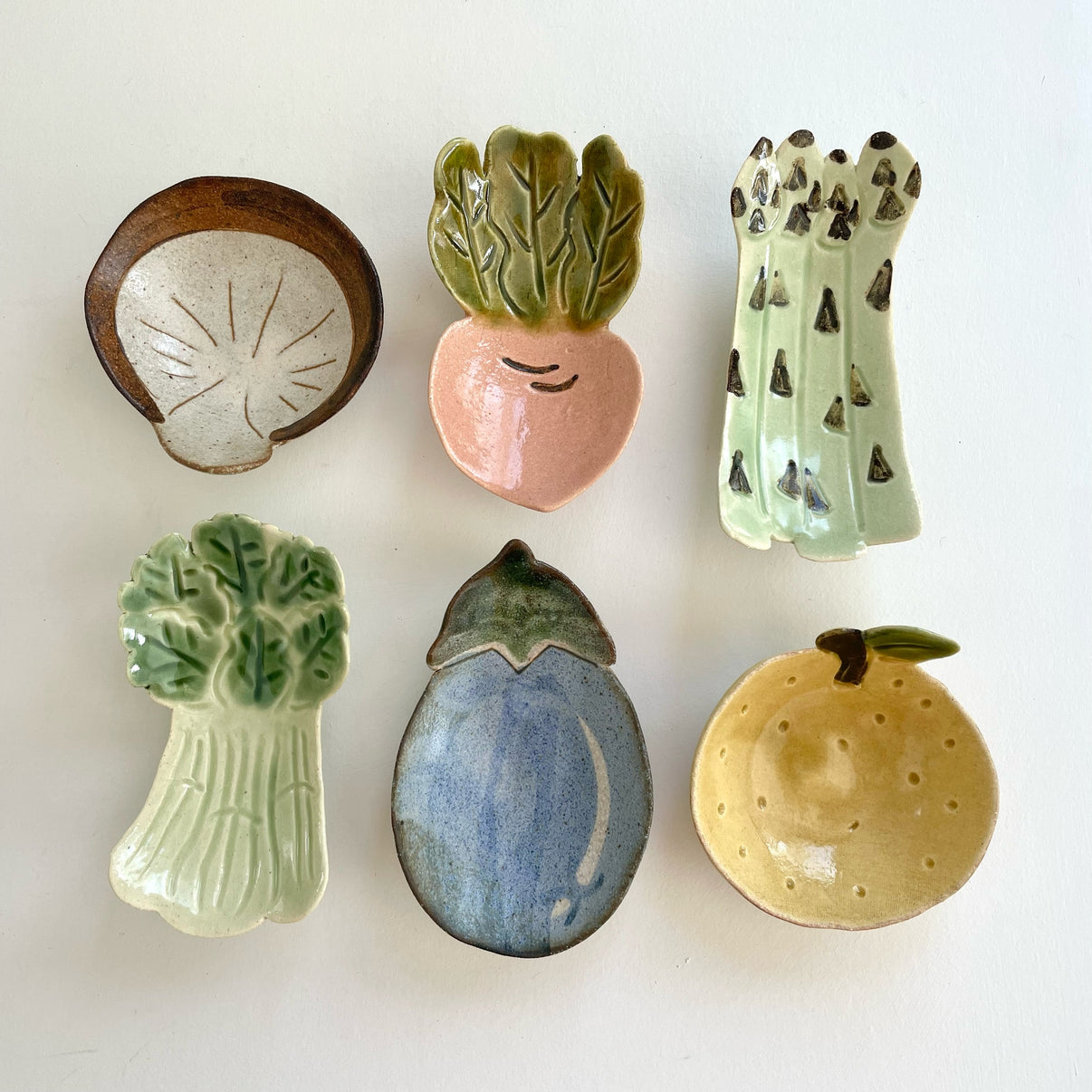 Handmade ceramic mini vegetable and fruit dishes